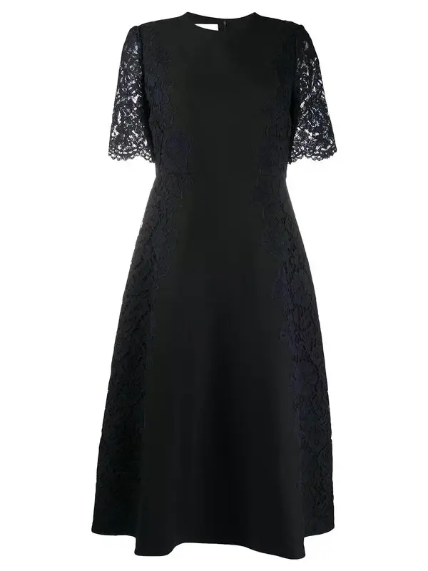 Valentino Garavani Lace Sleeve Knee-length Dress - Black