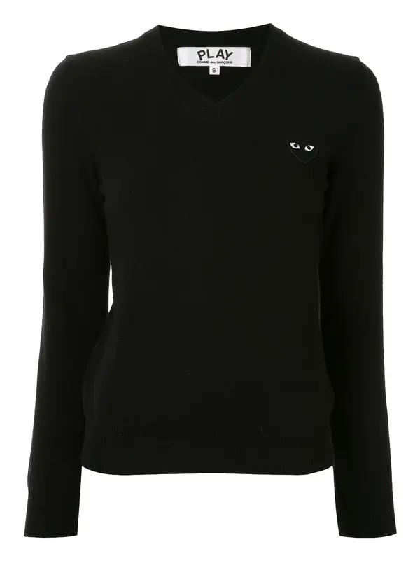 Play Comme Des Garcon Logo-embroidered Sweater - Black