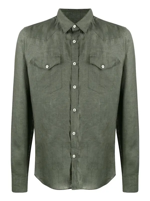 DELL'OGLIO Plain Button Shirt - Green