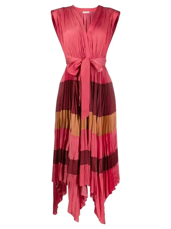 Ulla Johnson Striped Pleated Dress - Pink
