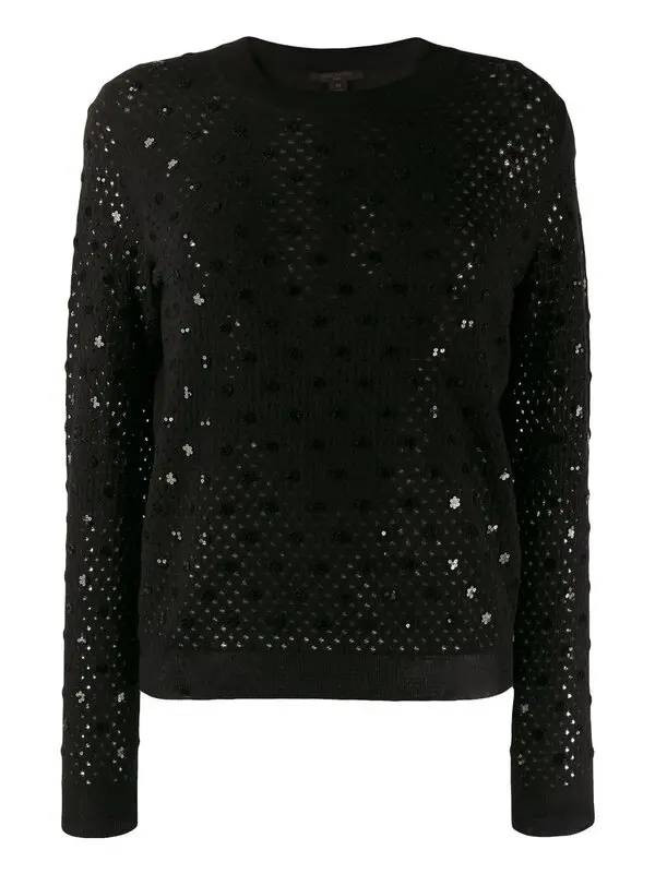 LOUIS VUITTON Open Knit Sequinned Jumper - Black