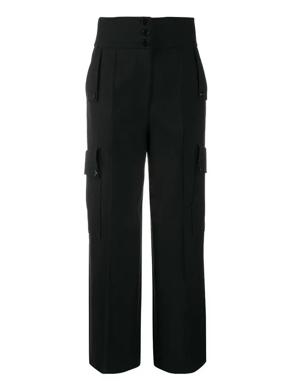 Stella McCartney High-waisted Wide-leg Wool Trousers - Black
