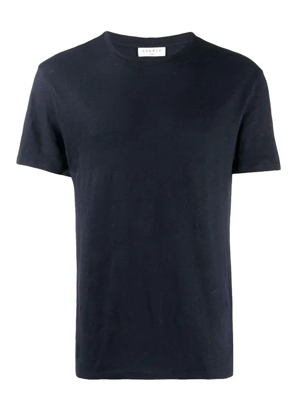 Sandro Round-neck Linen T-shirt - Blue