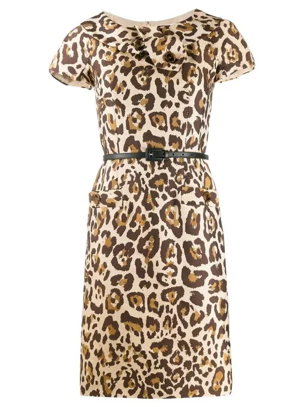 Dior 2000s Leopard Print Dress - Brown