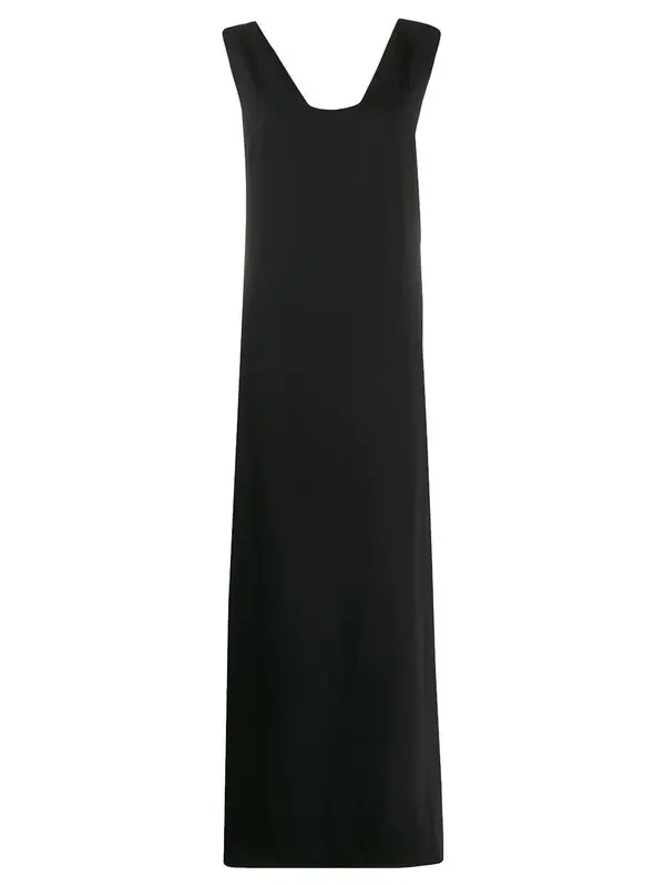 P.a.r.o.s.h Scoop Neck Maxi Dress With Bow Detail - Black