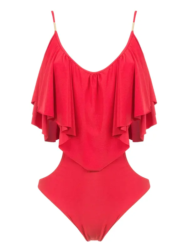BRIGITTE Ruffled Swimsuit - Red