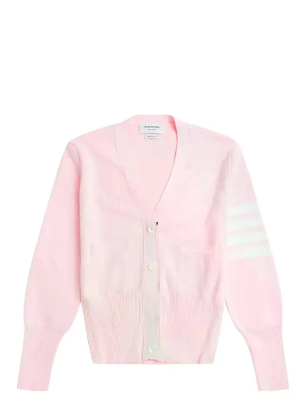 Thom Browne 4-bar Stripe Cotton Cardigan - Pink
