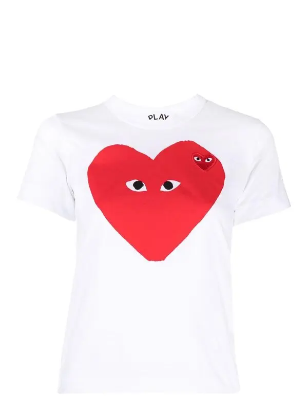 Play Comme Des Garcon Heart Print T-shirt - White