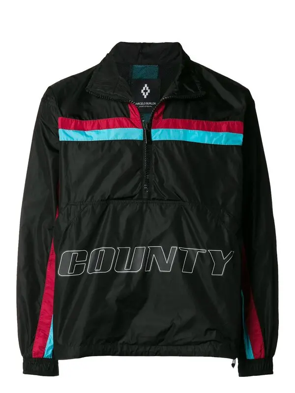 COUNTY OF MILAN Stripe Detail Lightweight Jacket - Black