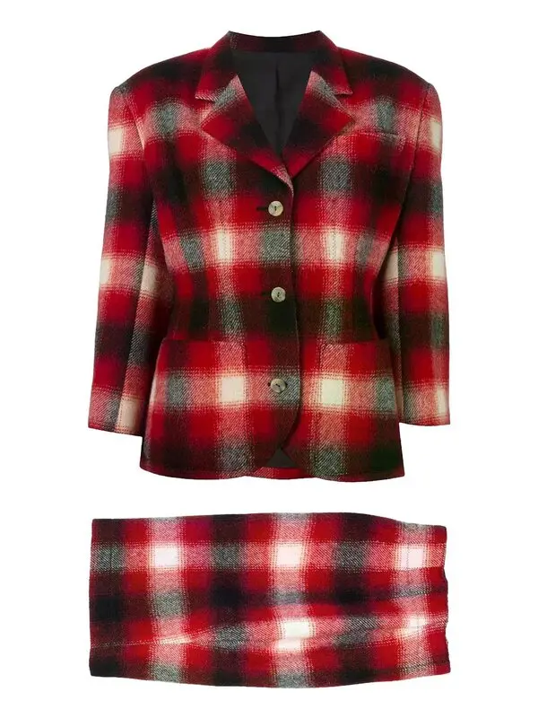 Jean Paul Gaultier Checked Skirt Suit - Red