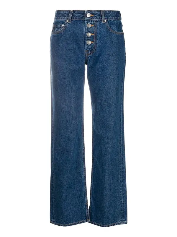GANNI Mid-rise Straight Leg Jeans With Logo Detail - Blue