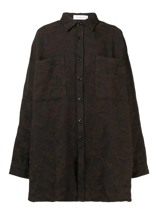Faith Connexion Oversized Textured Shirt - Brown