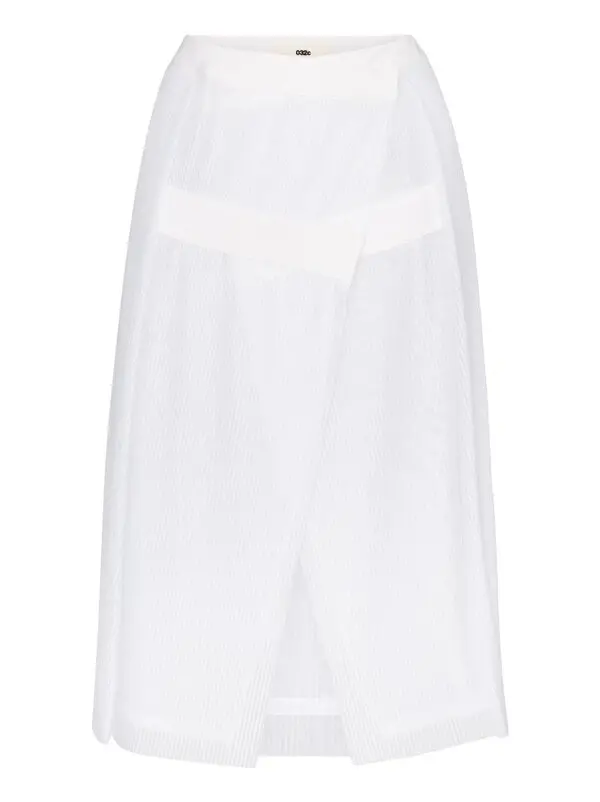 032C Plissé Pleated Wrap Skirt - White