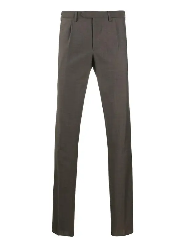 DELL'OGLIO Slim-fit Tailored Trousers - Brown