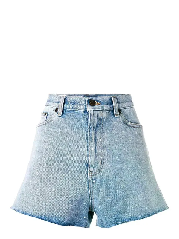 Saint Laurent Spotted Back Denim Shorts - Blue