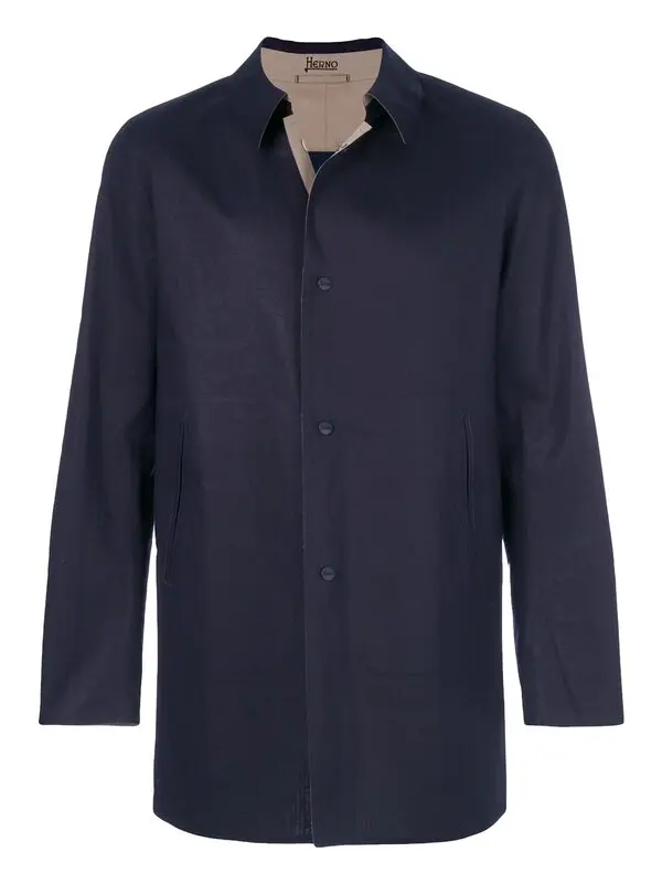 Herno Single-breasted Reversible Coat - Blue
