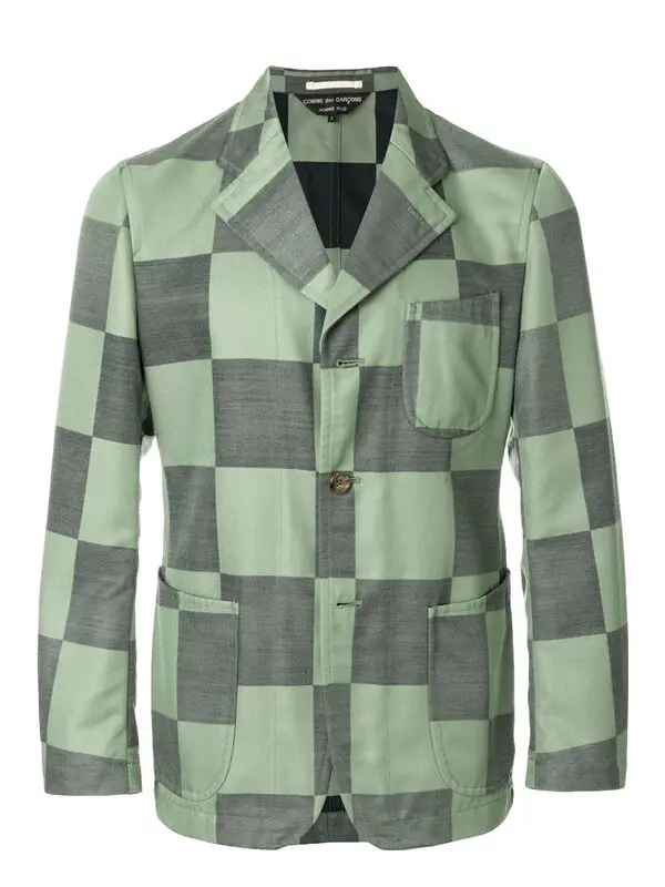 Comme Des Garçons Checkerboard Buttoned Jacket - Green