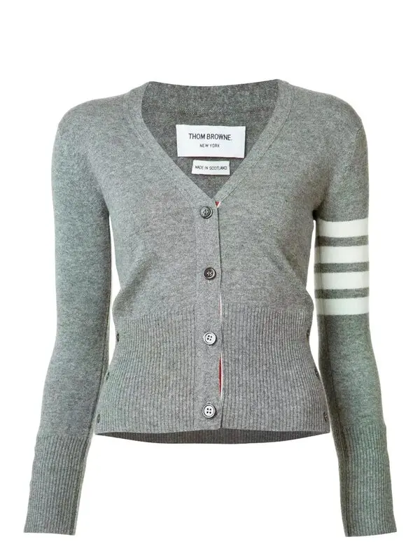 Thom Browne Cashmere Four-stripe Cardigan - Grey