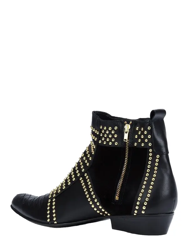 ANINE BING Charlie Stud-embellished Leather Boots - Black
