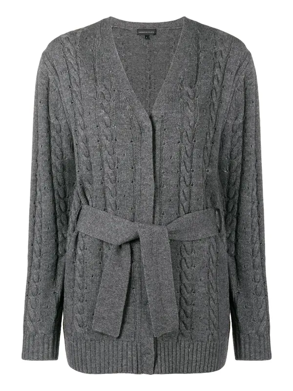Cashmere In Love Cashmere Blend Cable Knit Cardigan - Grey