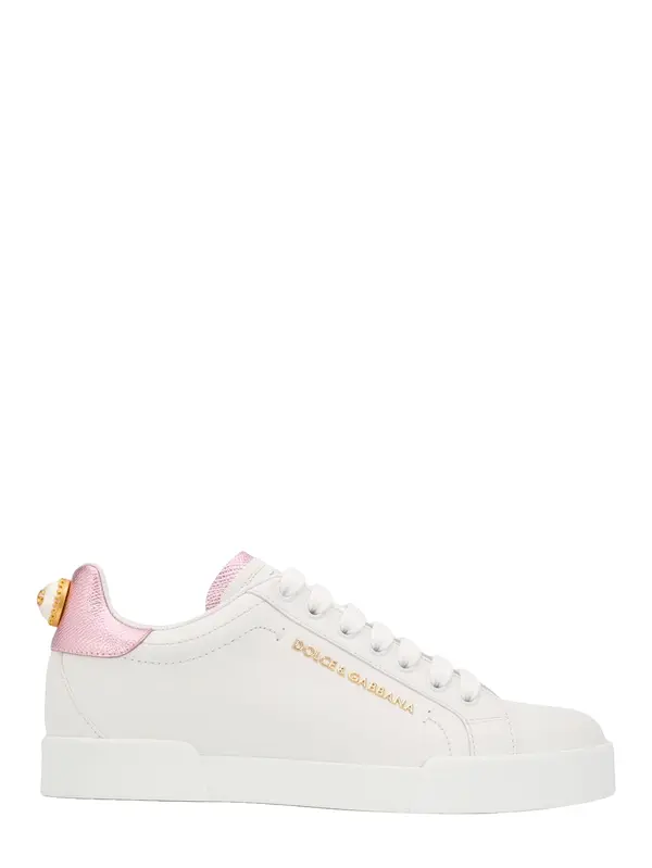 Dolce & Gabbana Portofino Leather Sneakers - White