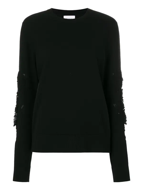 BARRIE Romantic Timeless Cashmere Round Neck Pullover - Black