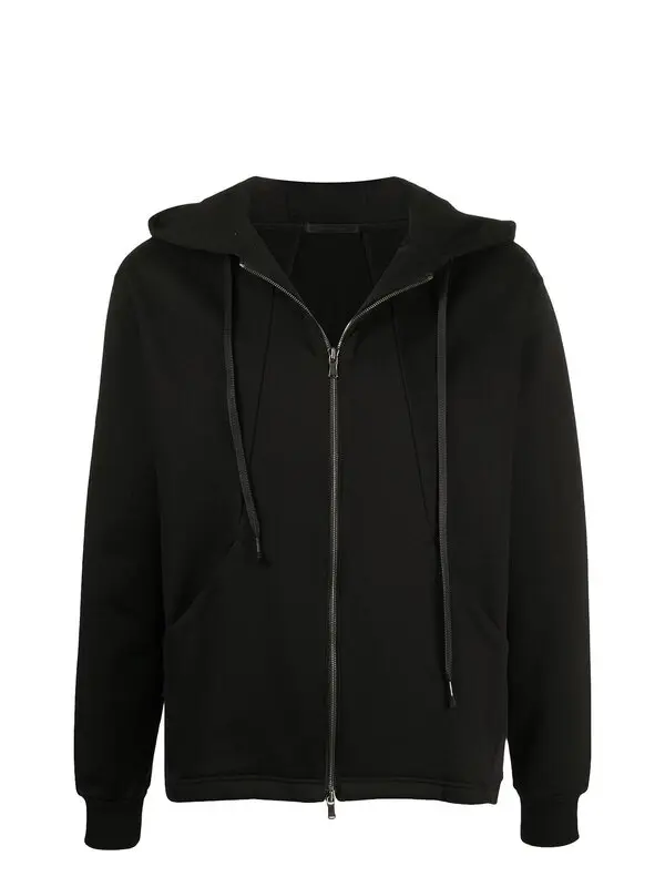 THE VIRIDI-ANNE Zip-up Cotton Hoodie - Black