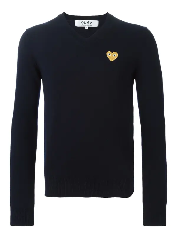 Play Comme Des Garcon Embroidered Heart Sweater - Blue