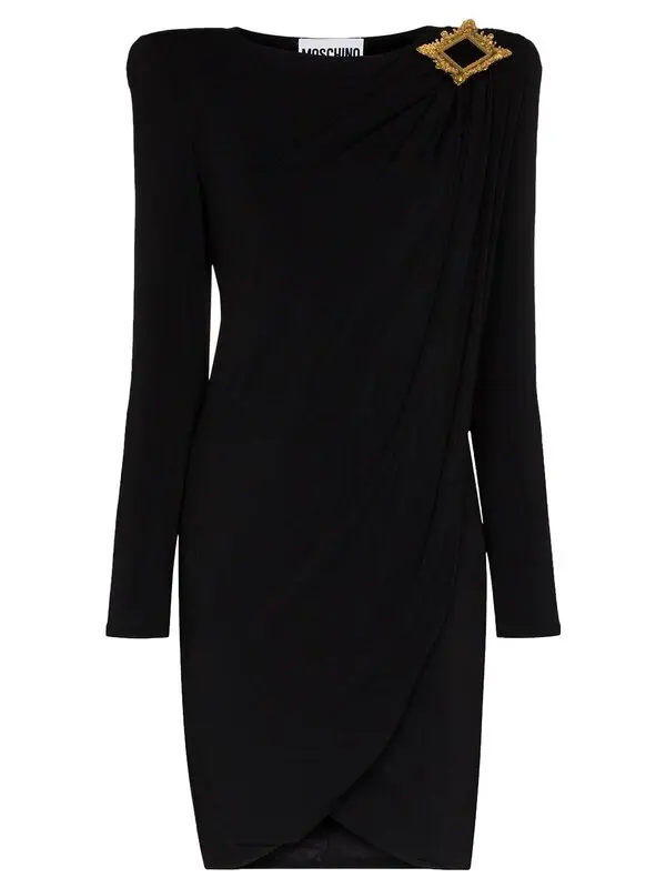 Moschino Draped Exaggerated Shoulder Dress - Black