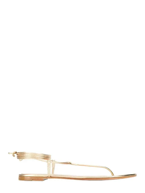 GIANVITO ROSSI Ankle Strap Flat Sandals - Gold
