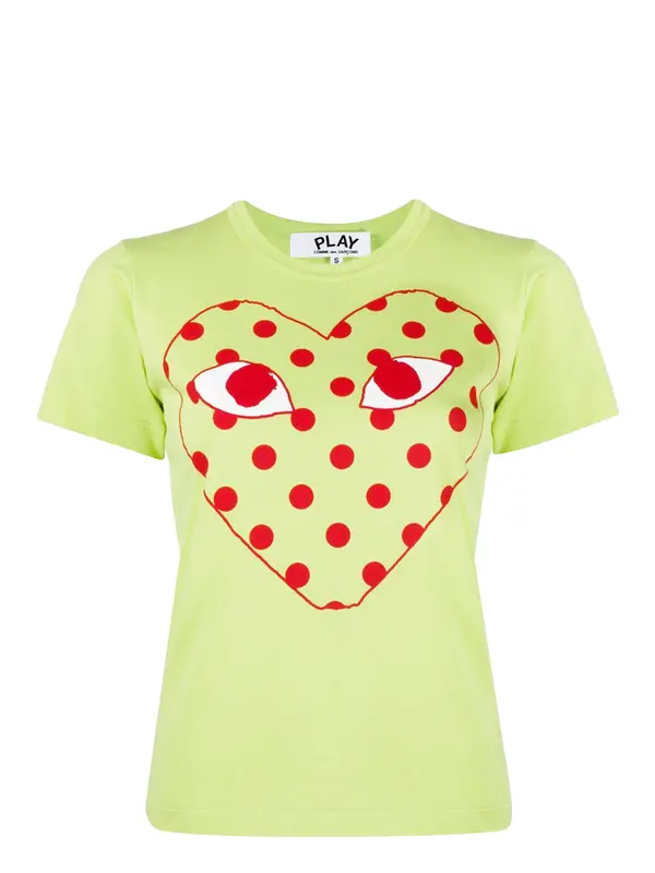 Play Comme Des Garcon Polk-dot Heat Print T-shirt - Green