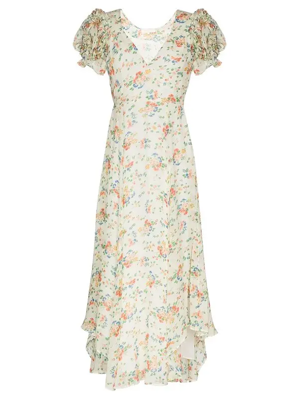 LoveShackFancy Clemence Floral-print Maxi Dress - Neutrals