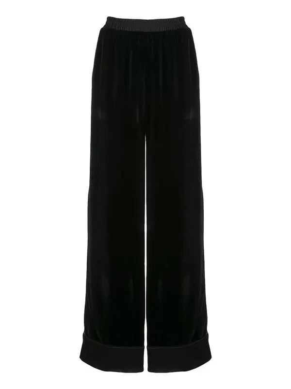 MARY KATRANTZOU Wide-leg Velvet Trousers - Black