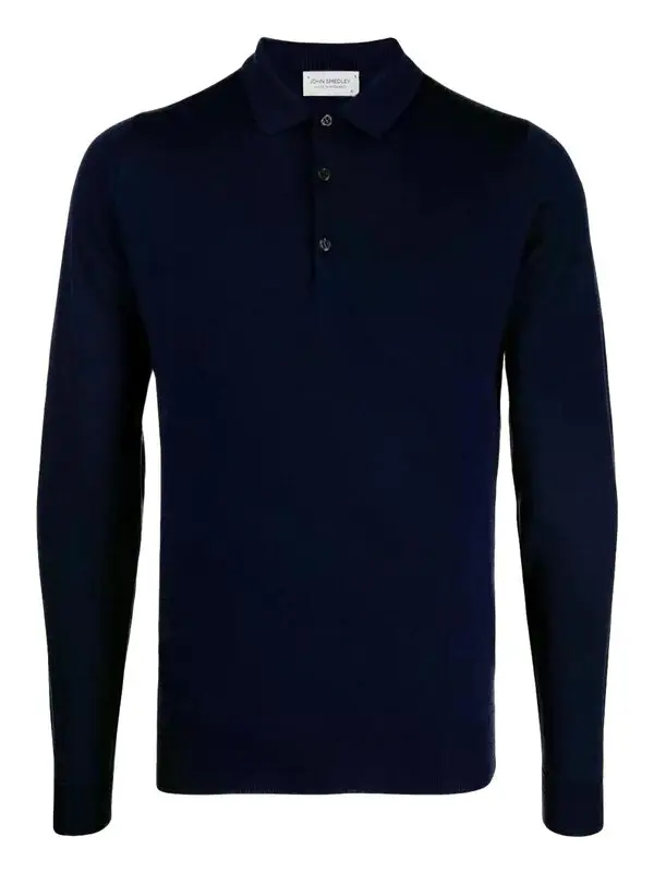 John Smedley Merino Wool Polo Shirt - Blue