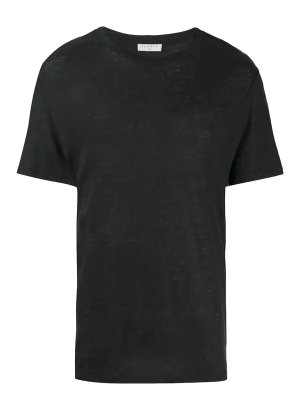 Sandro Round-neck Linen T-shirt - Black