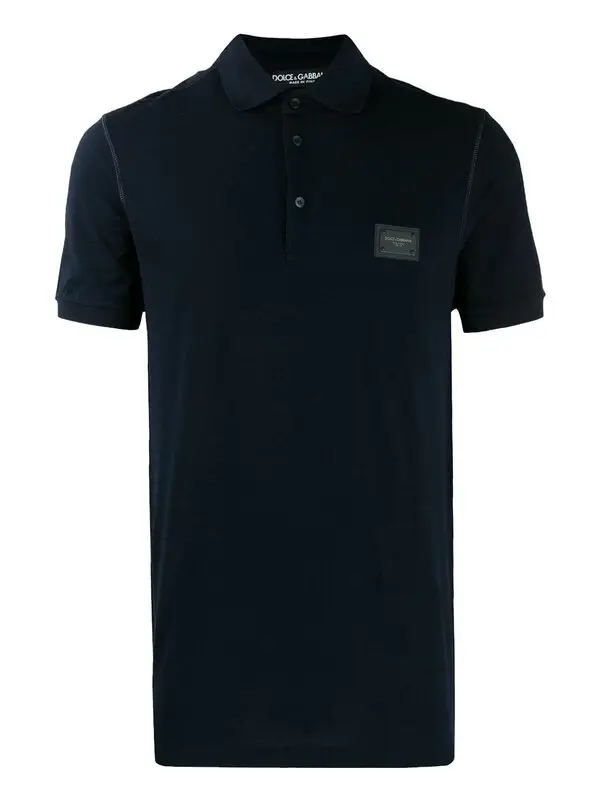 Dolce & Gabbana Logo-tag Piqué Polo Shirt - Blue