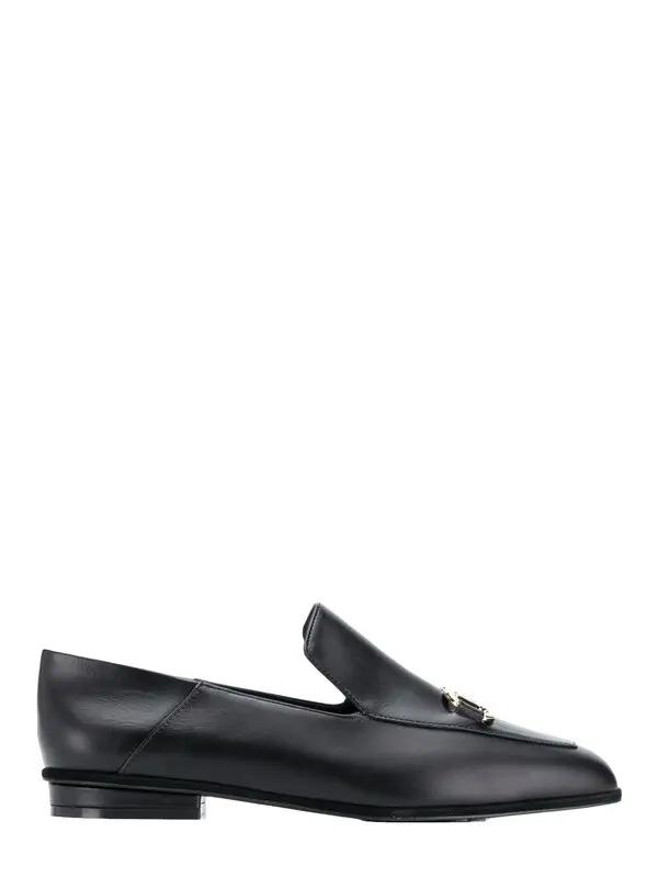 FERRAGAMO Square-toe Leather Loafers - Black