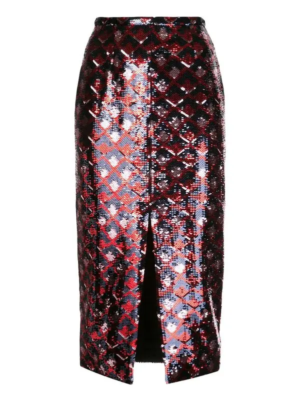 Rochas Sequin Midi Skirt - Black