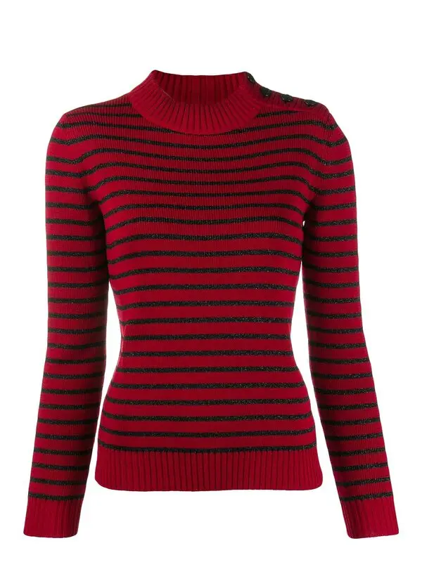 Saint Laurent Striped Knitted Jumper - Red