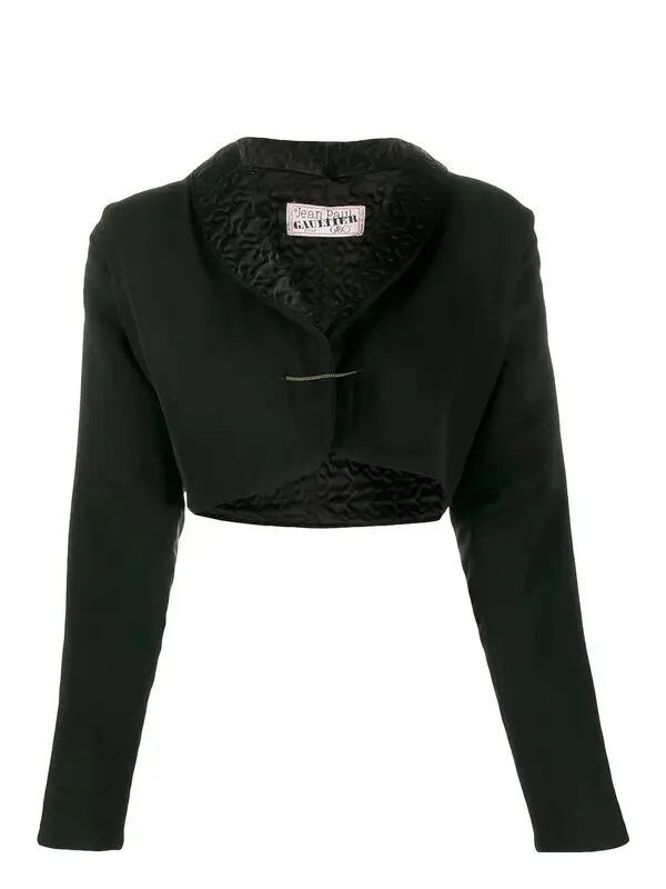Jean Paul Gaultier 1985 Quilted Lapel Bolero Jacket - Black