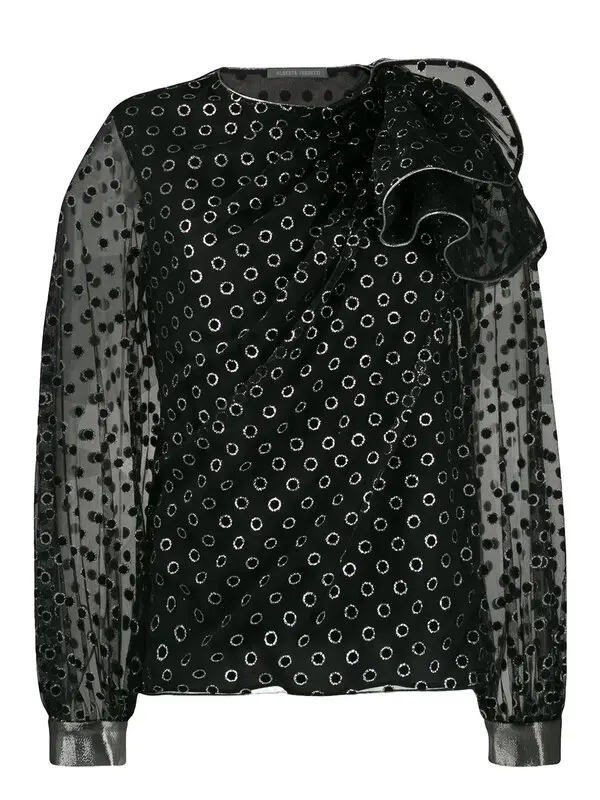 Alberta Ferretti Eyelet Detail Blouse - Black