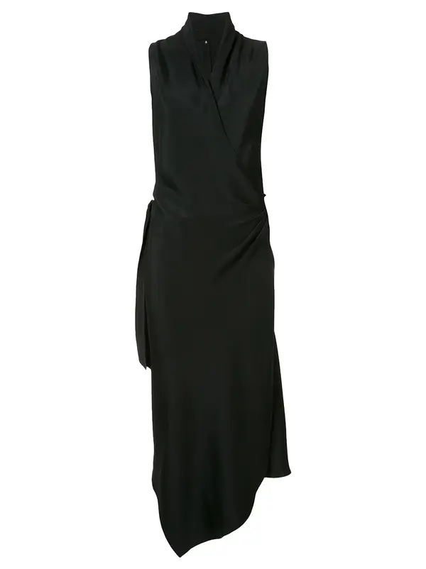 PETER COHEN Victor Wrap Silk Dress - Black
