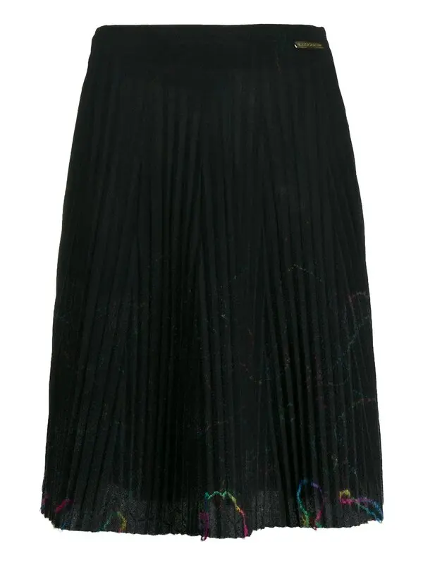 Versace 1990s Thread Embellishments Pleated Skirt - Black