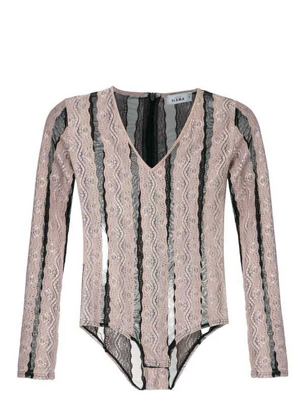 AMIR SLAMA Striped Bodysuit - Neutrals