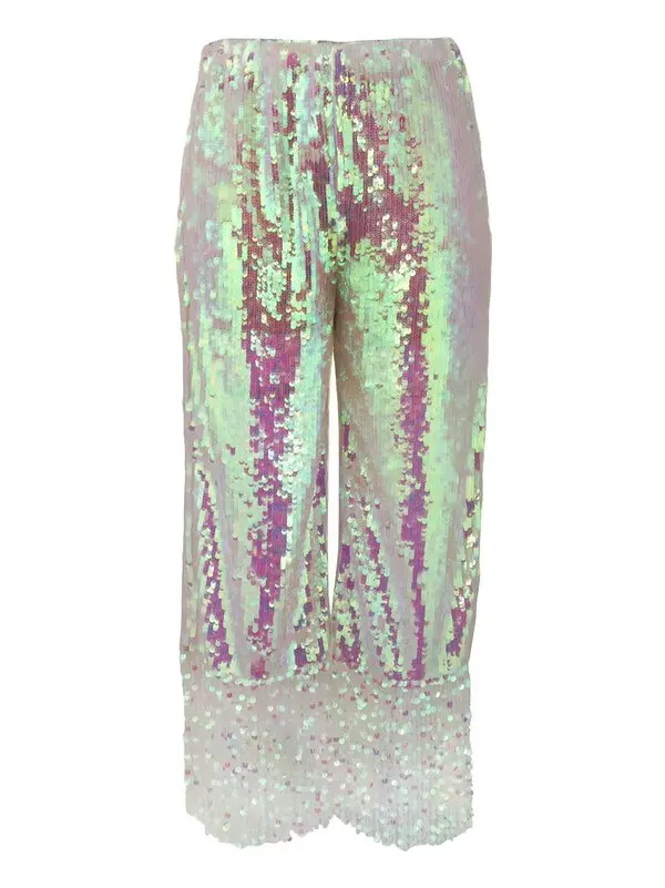 CIRCUS HOTEL Iridescent Cropped Trousers - White