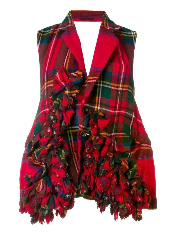 Comme Des Garçons 2000's Tartan Open Back Top - Red
