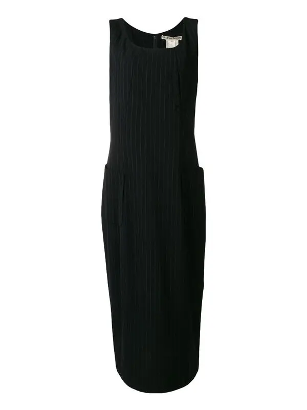 Comme Des Garçons 1992 Pinstriped Midi Dress - Black