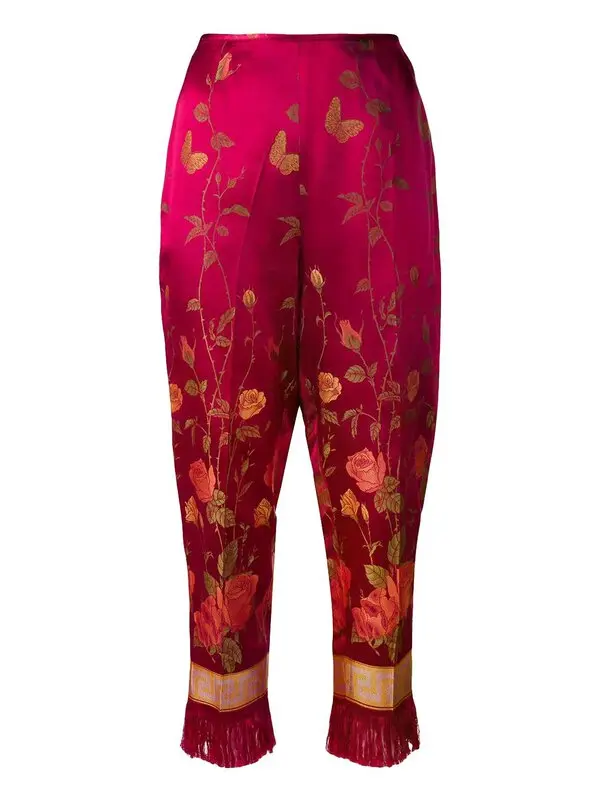 Jean Paul Gaultier Floral Print Cropped Trousers - Red