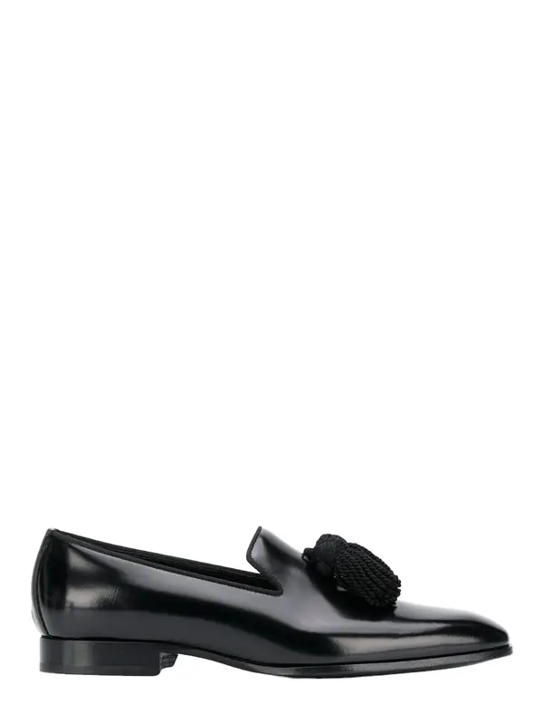 JIMMY CHOO Foxley Tassel-detail Leather Loafers - Black