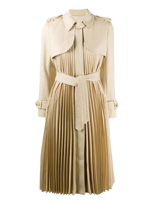 Sandro Pleated Trench Coat - Neutrals